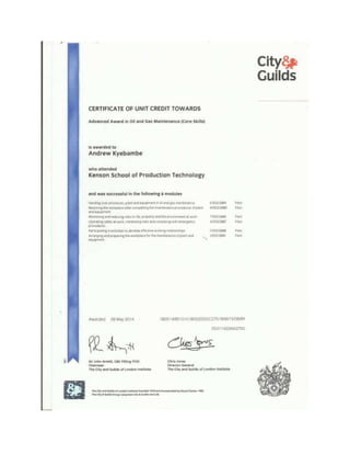 City And Guilds Certificate 50 Young People Pass City & Guilds