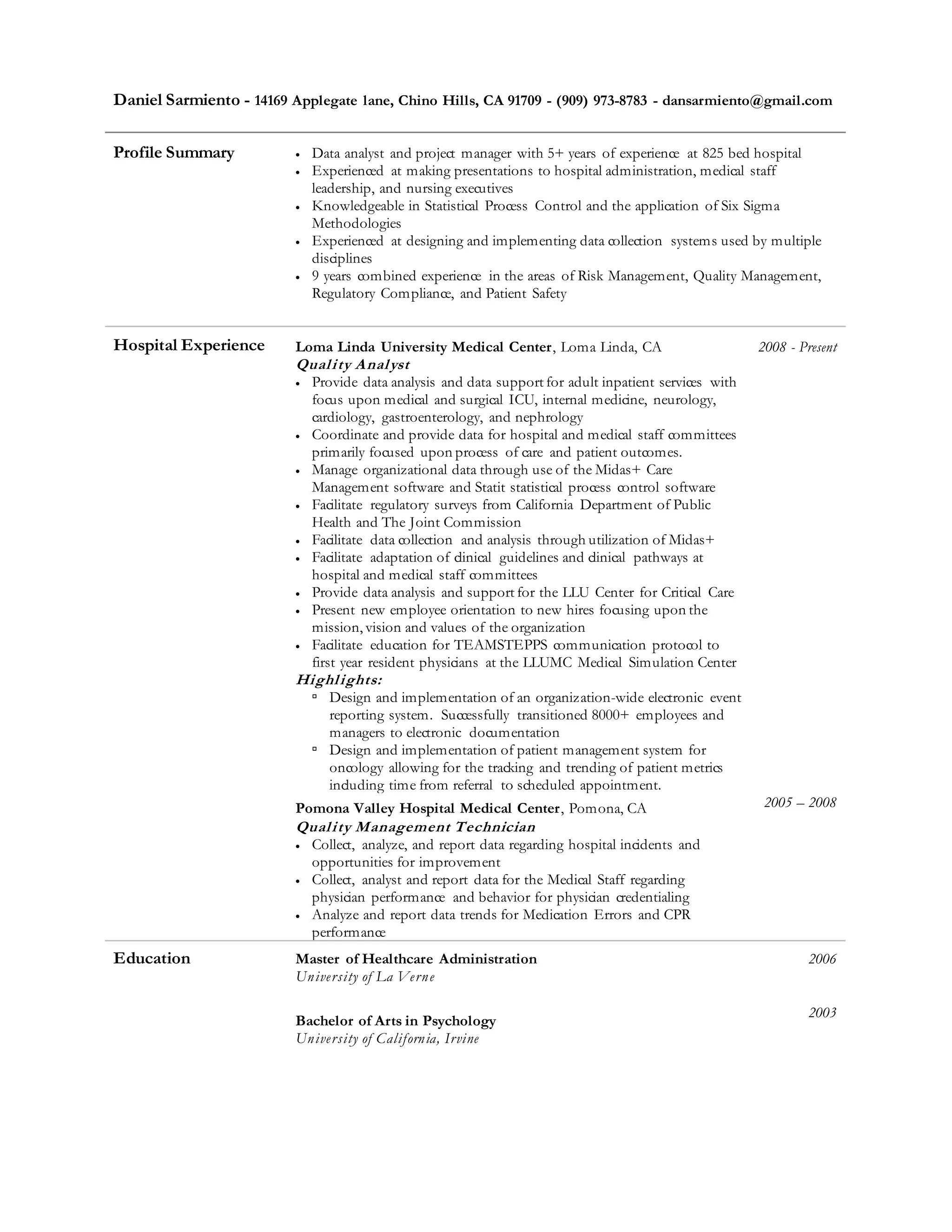 daniel sarmiento resume | PDF