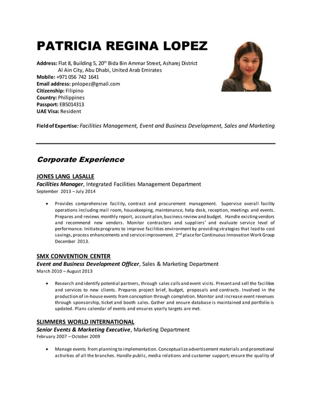 CV Lopez Patricia 2015 UAE | PDF