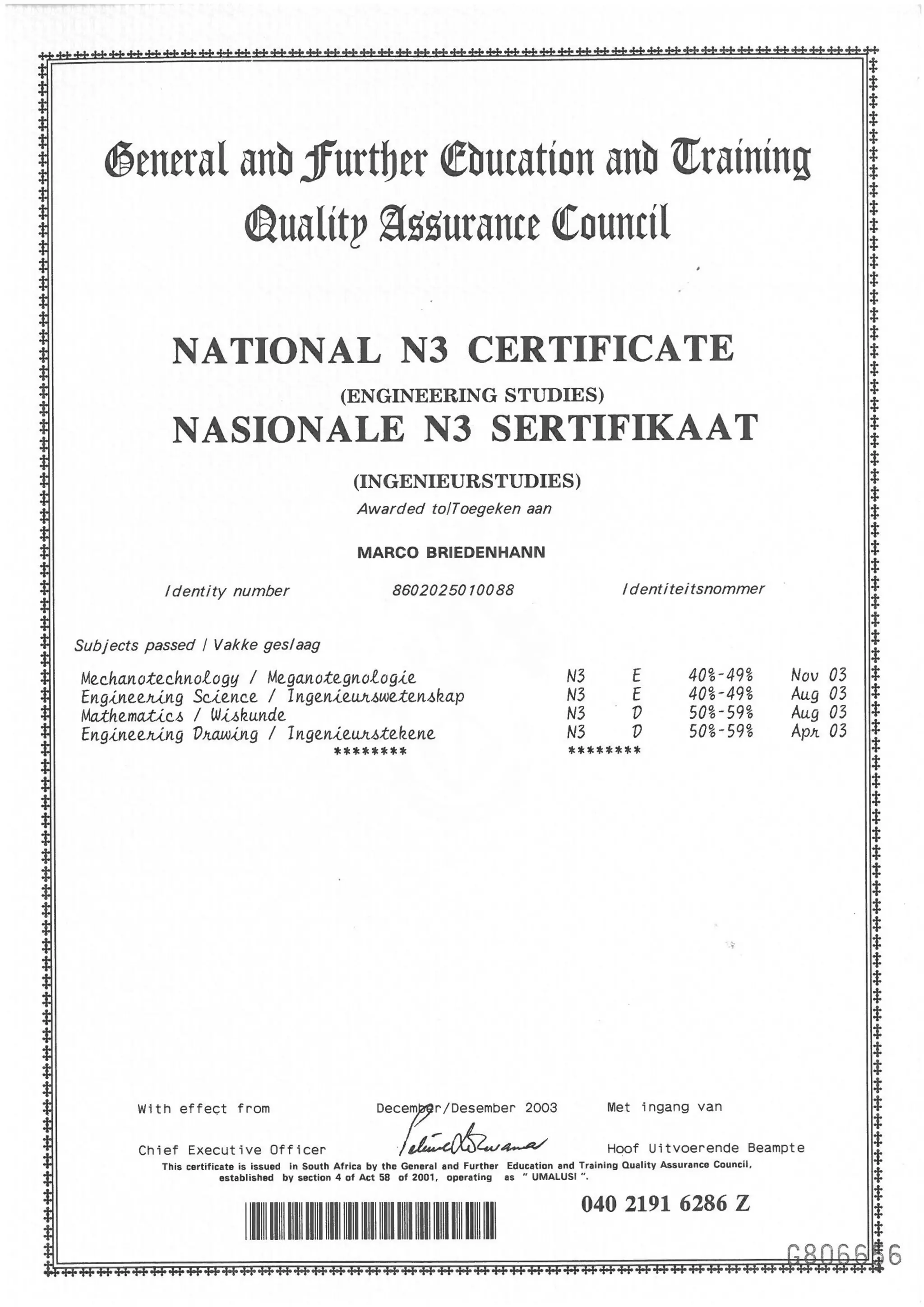 National Certificate N3 | PDF