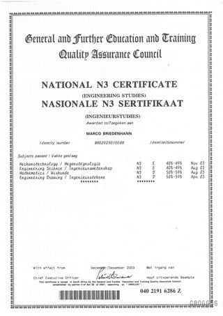 National Certificate N3 | PDF