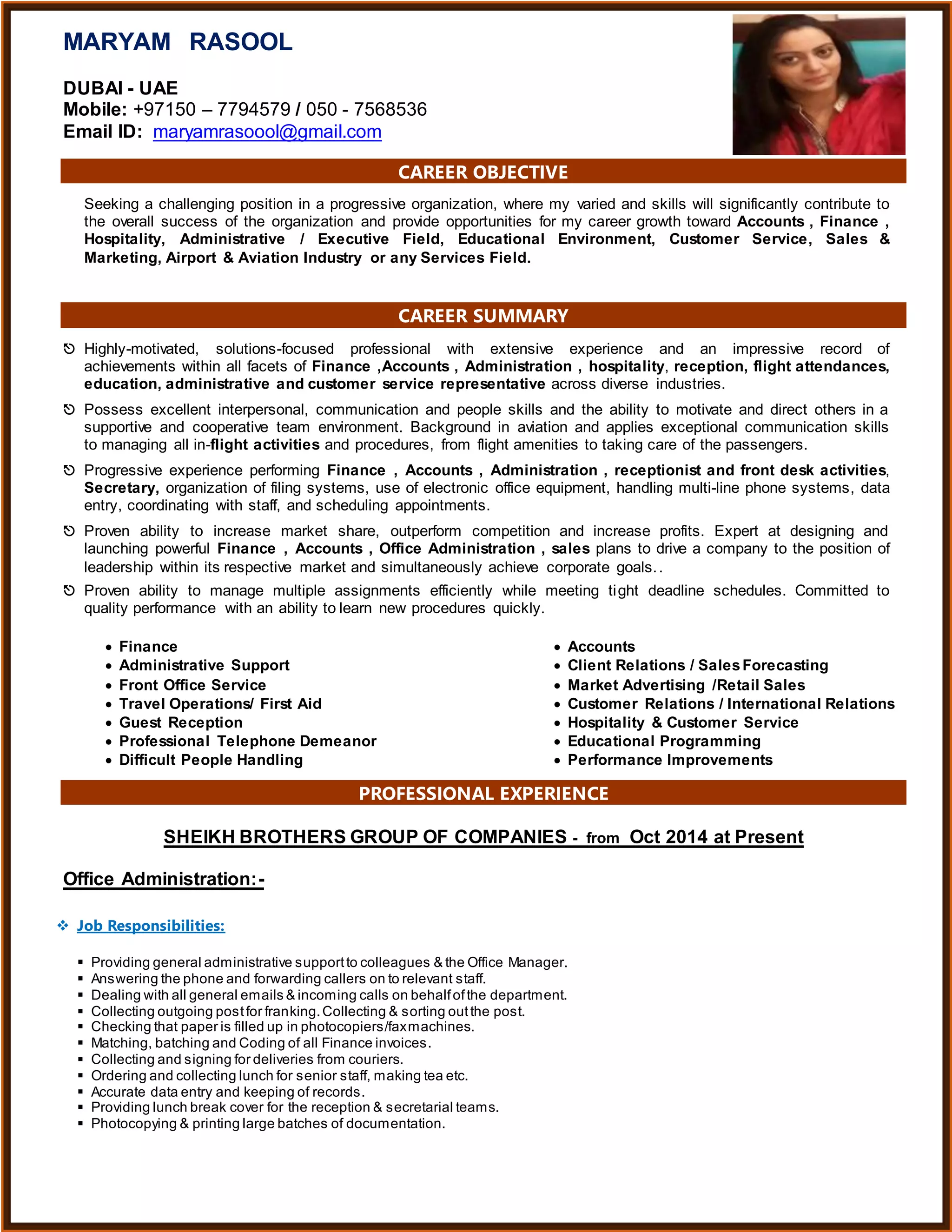 CV - MARYAM RASOOL | PDF | Business Administration | Business