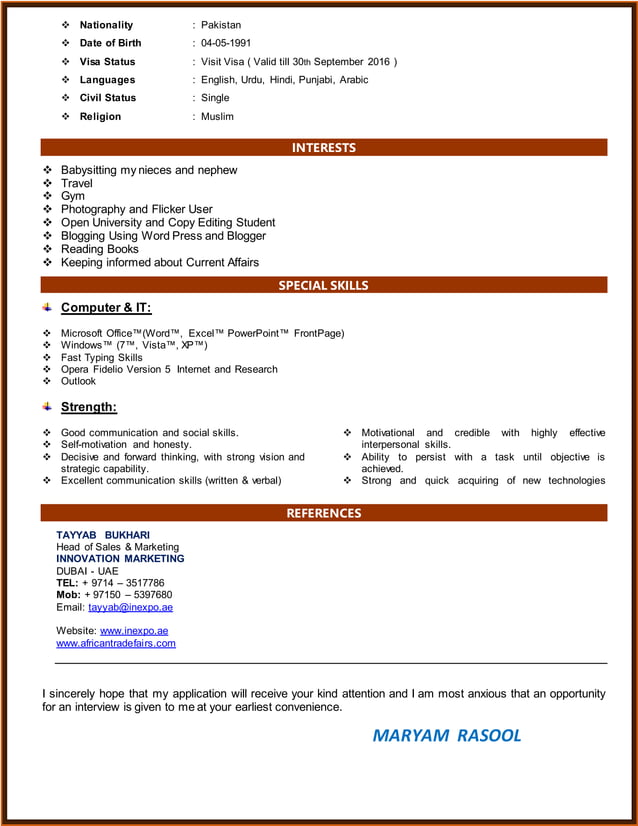 CV - MARYAM RASOOL | PDF | Business Administration | Business