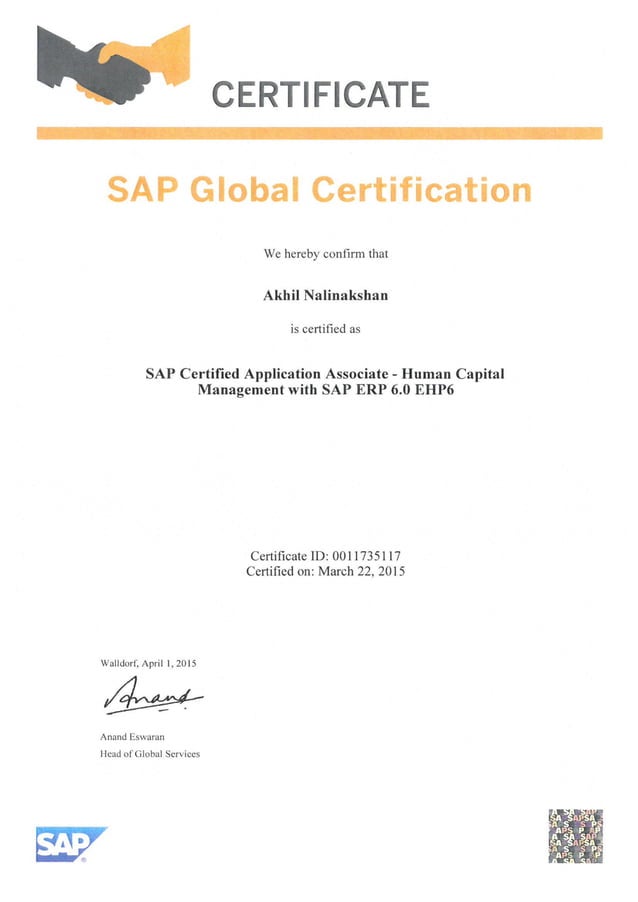SAP Certificate | PDF