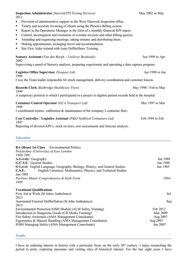 LEE HADLEY CV v8.1 (Post DABD) | DOC | First Aid | Injuries