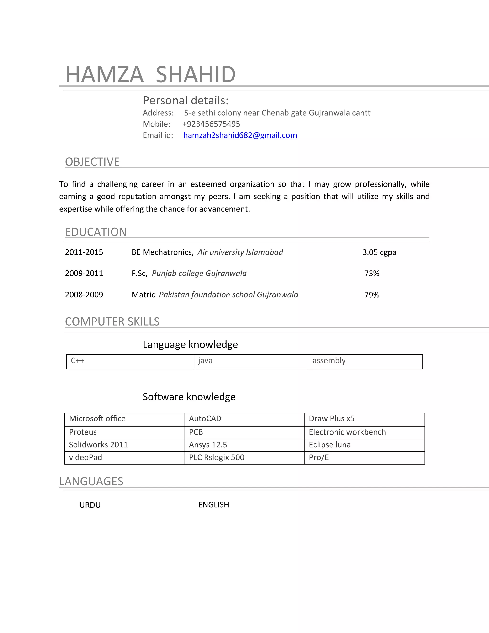 HAMZA SHAHID | PDF