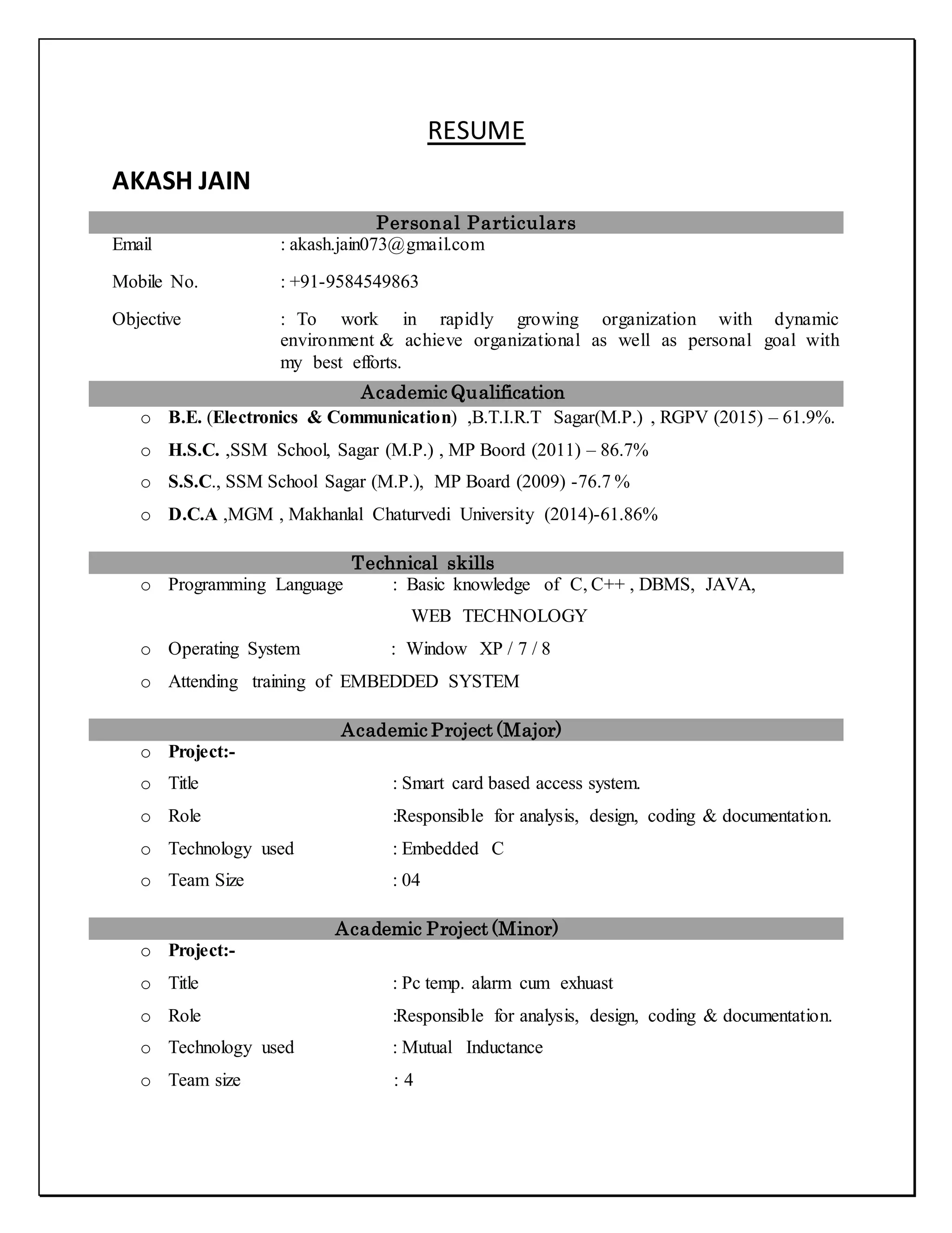 akash_resume[2] | DOCX | Computing | Technology & Computing