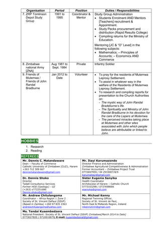 Michael Mangwende - CV - 2016 | PDF