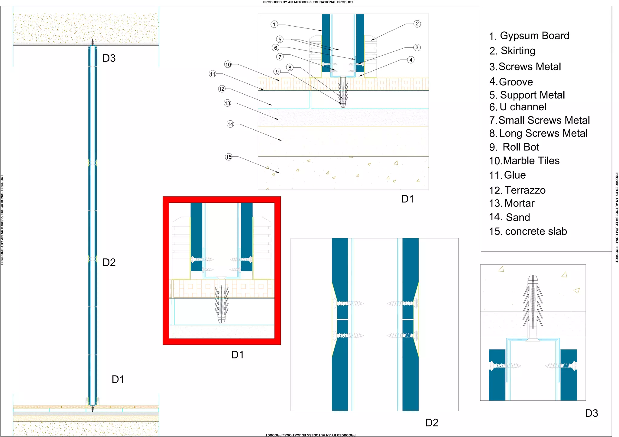 Bilal final gypsum board constraction II project one.dwg1-Layout2 | PDF