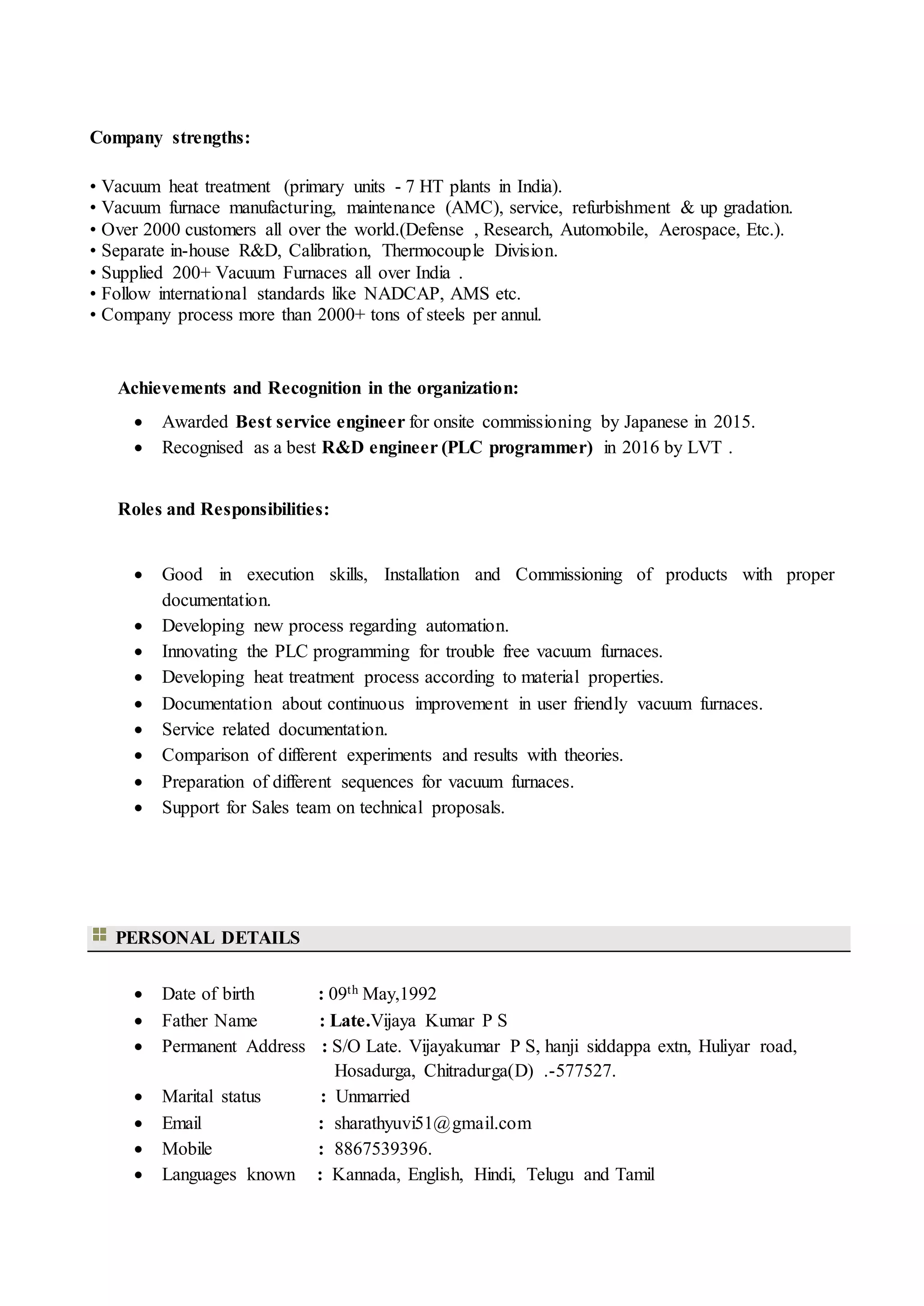 Sharath resume | PDF
