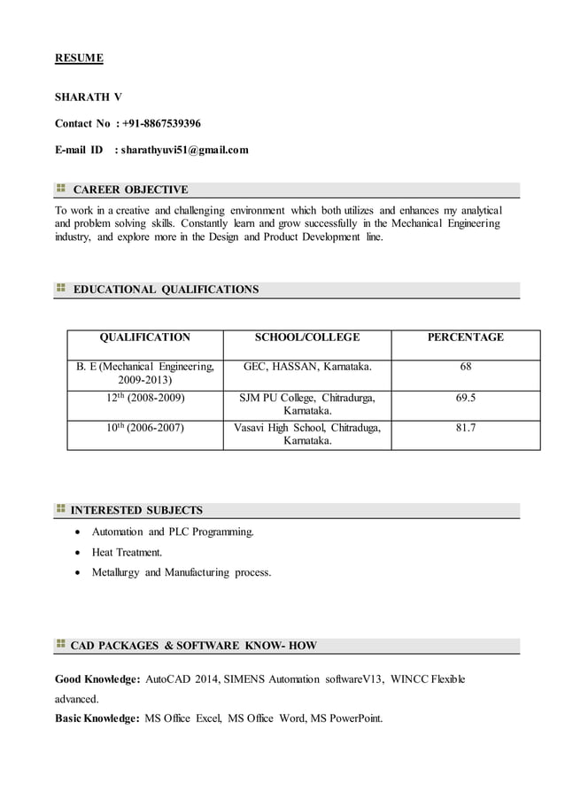 Sharath resume | PDF