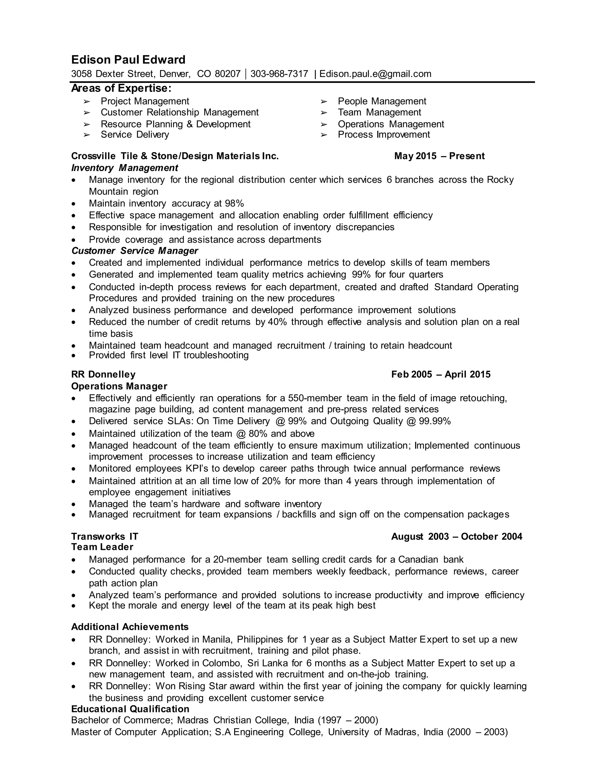 Edison Paul Edward Resume | PDF