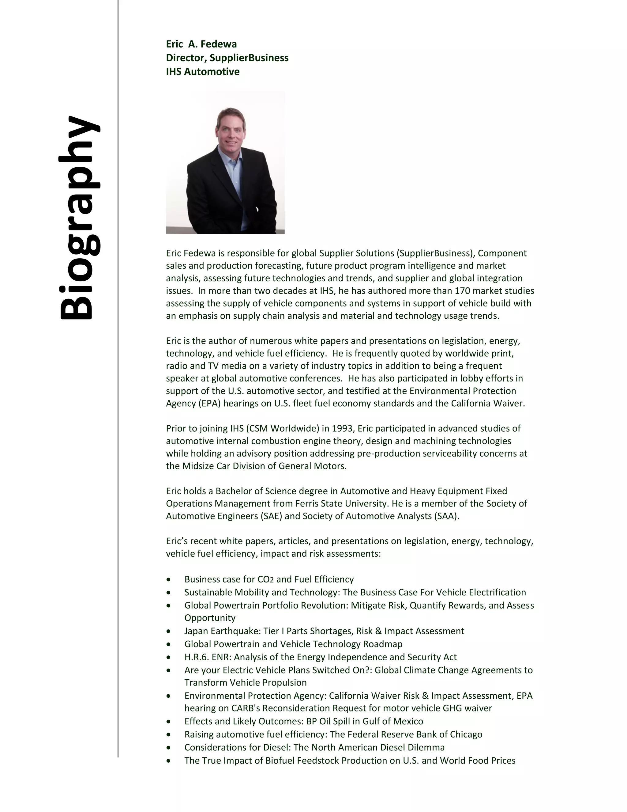 Eric Fedewa_bio | PDF