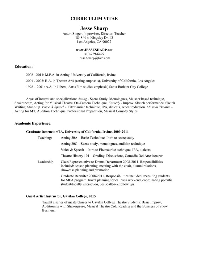 Jesse Sharp Curriculum Vitae | PDF