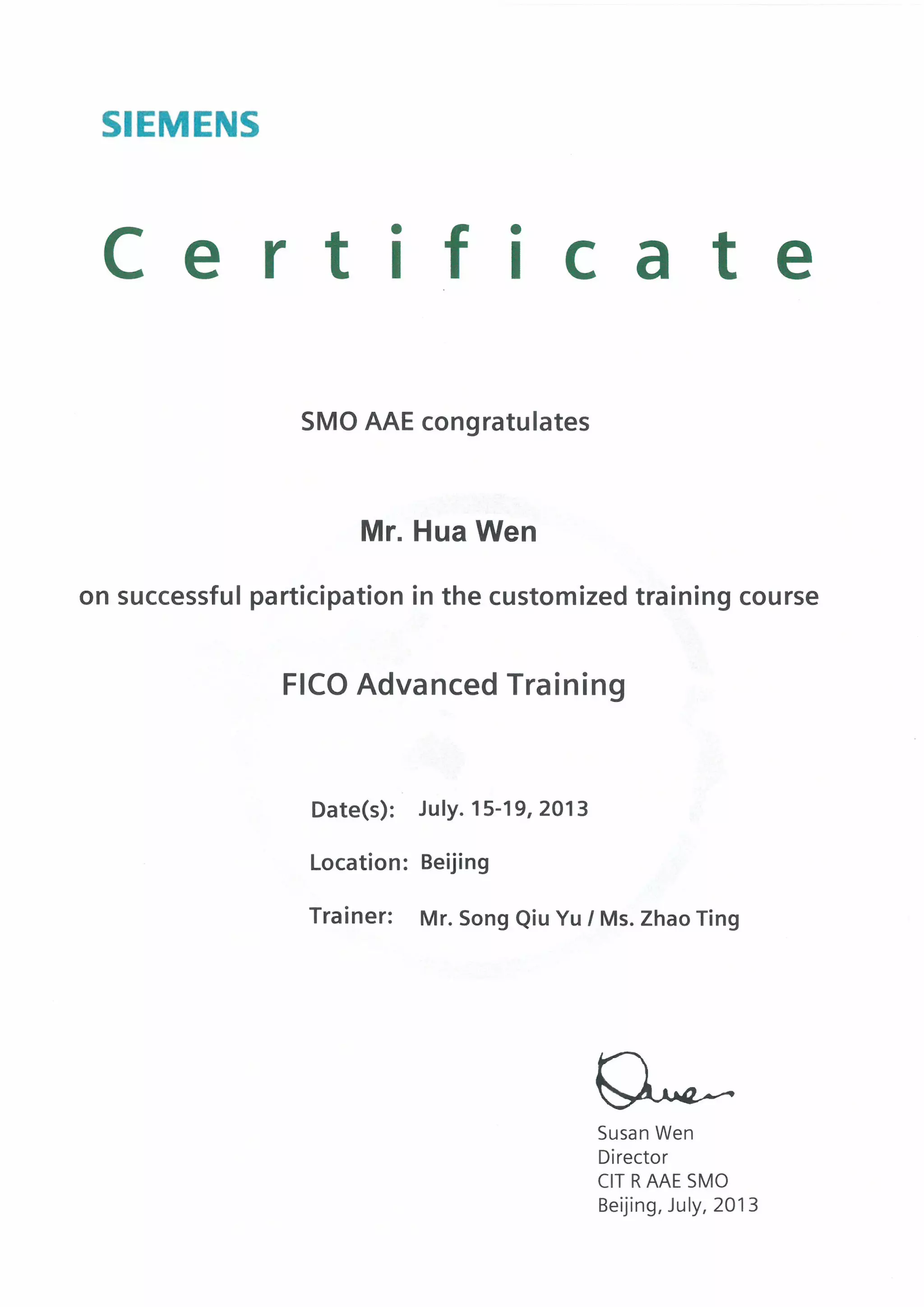 Siemens Training Certificates | PDF