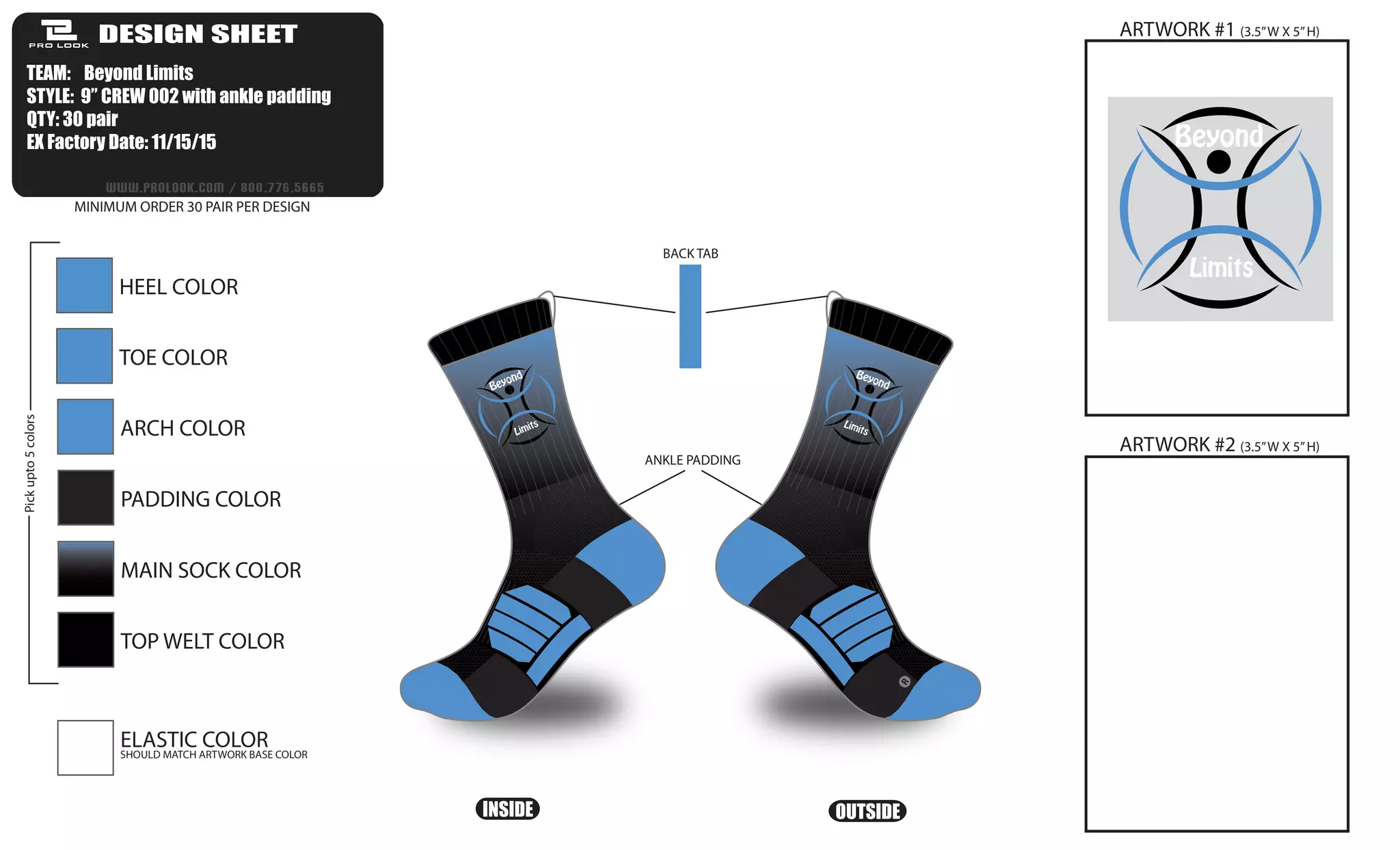 Black CB fade 9 inch crew sock with ankle padding-1 | PDF