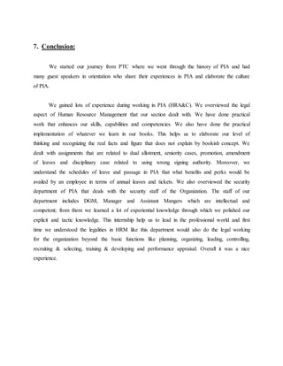 Internship Report Of PIA | DOCX