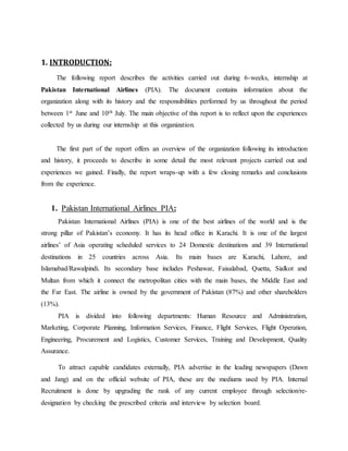 Internship Report Of PIA | DOCX