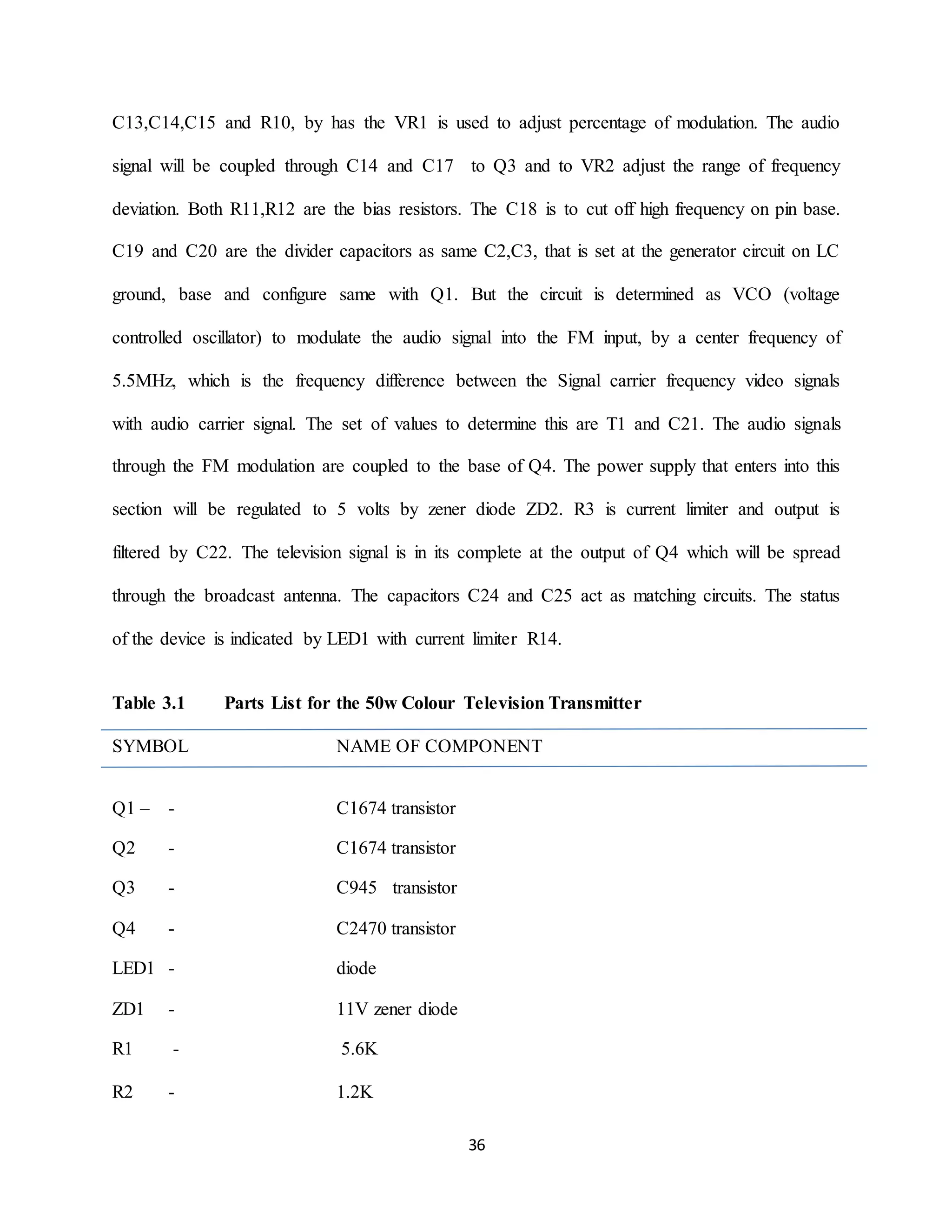 DESIGN AND CONSTRUCTION OF A 50W COLOUR TELEVISION TRANSMITTER | DOCX