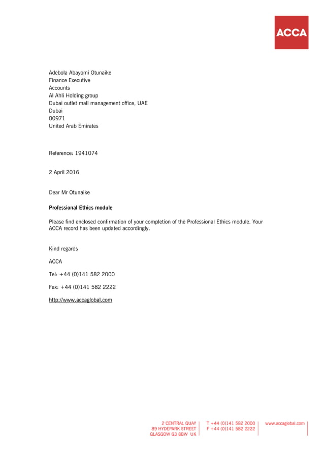 Certificate in Professional Ethics (ACCA) | PDF
