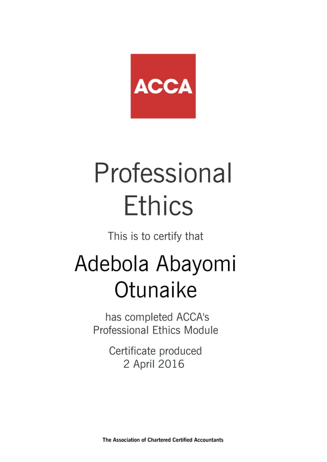 Certificate in Professional Ethics (ACCA) | PDF