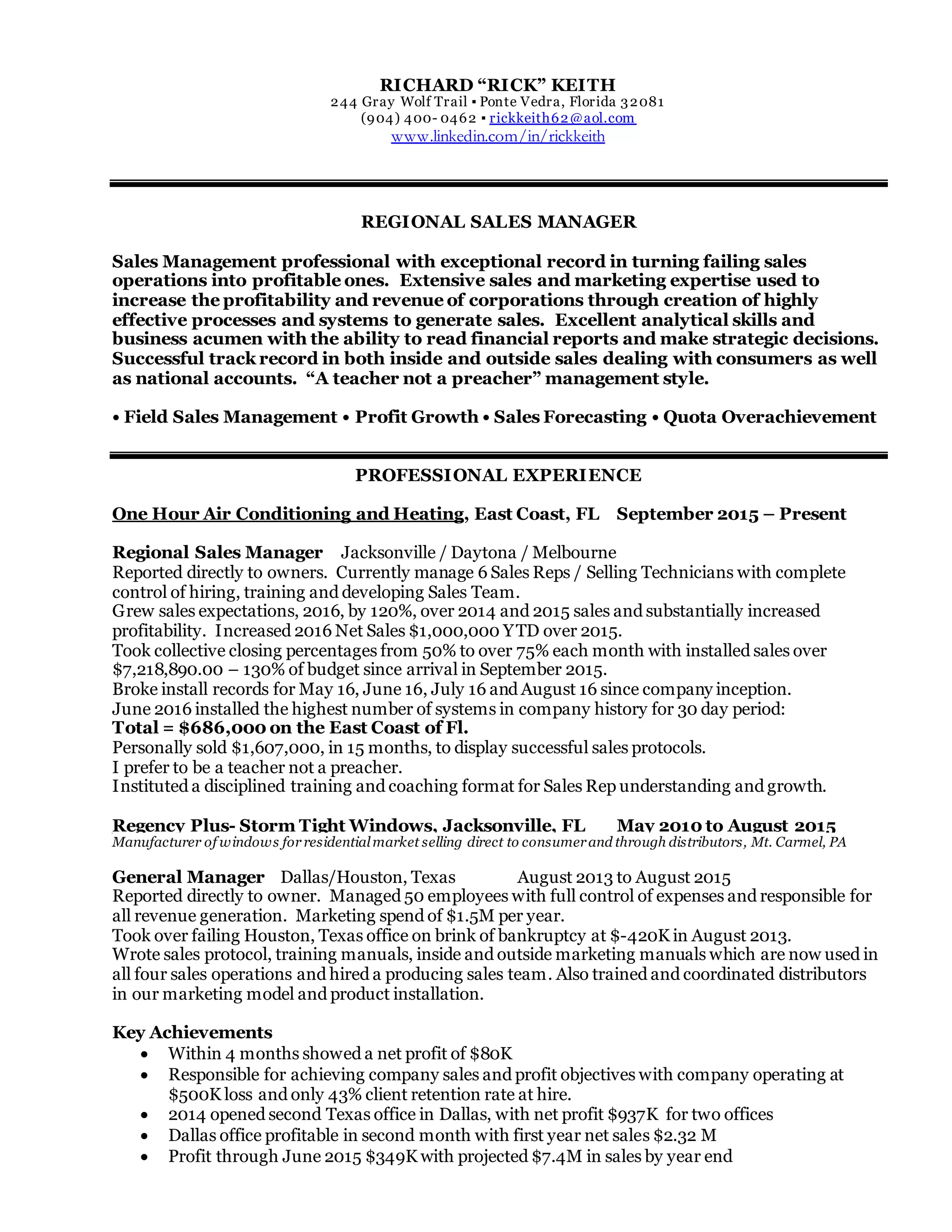 Rick Keith Resume 2016 (1) | PDF