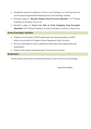 Anju Soosan-Resume | PDF | Programming Languages | Computing