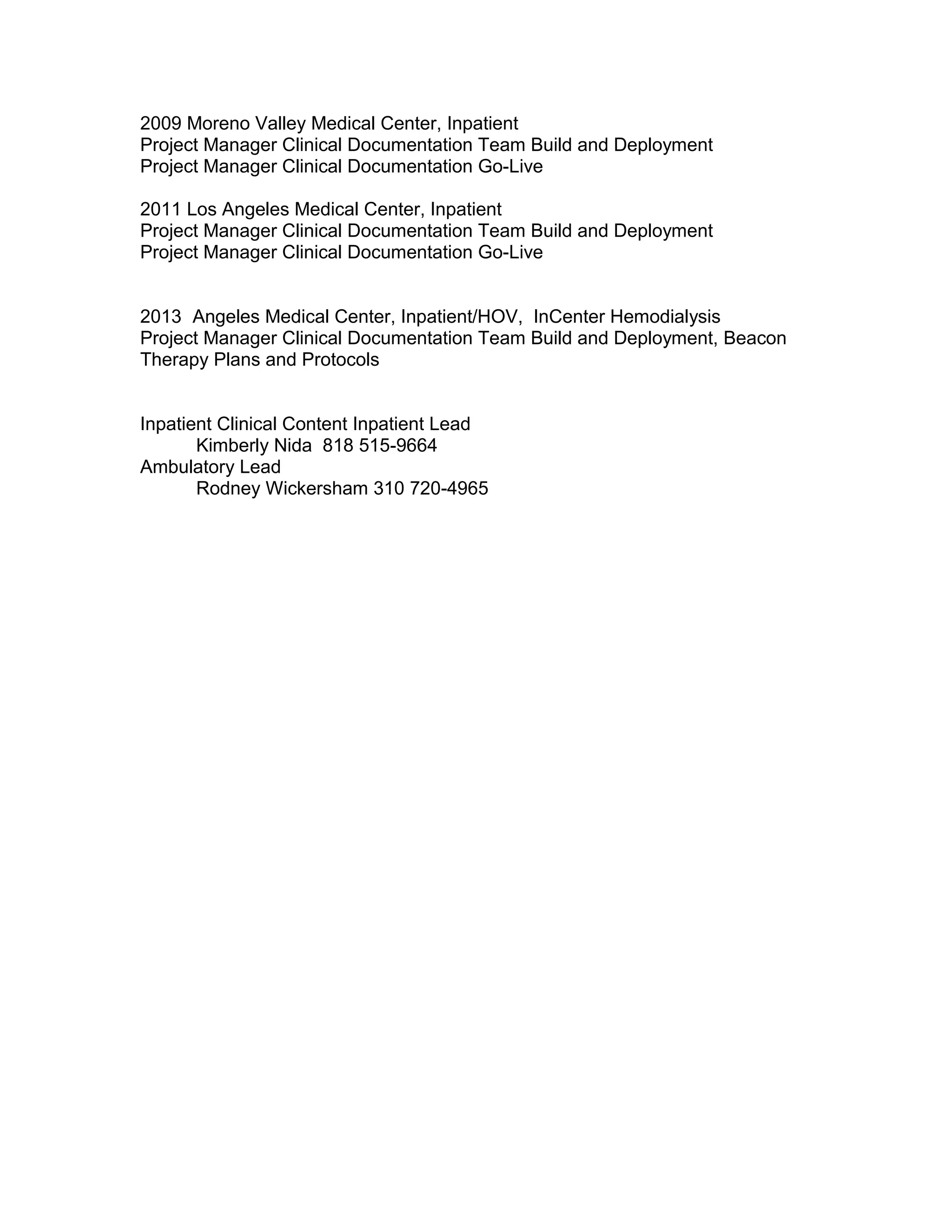 Epic Project Management Roles and Experience | PDF