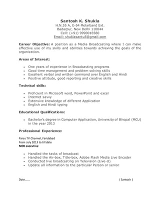 Santosh new resume | DOCX | Technology & Computing