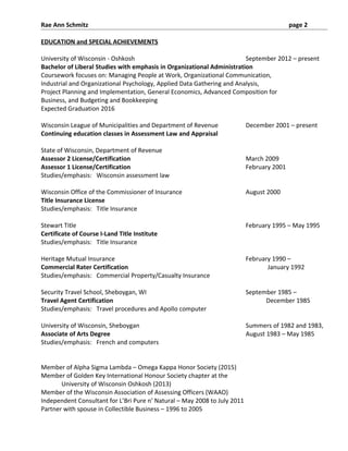 Rae Ann Schmitz Resume 2015 | DOC