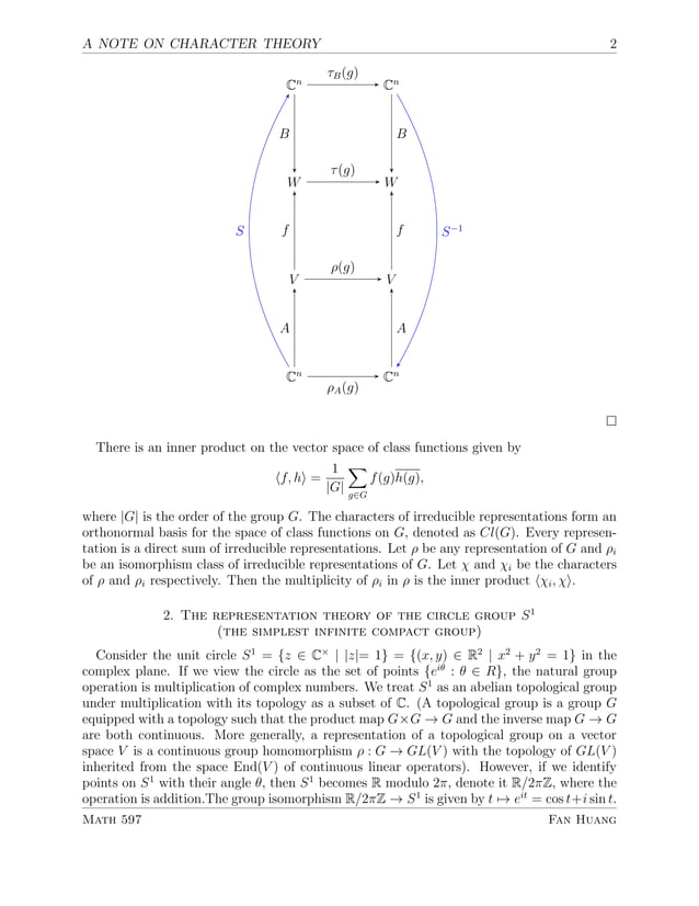 Note On Character Theory Summer 2013 Pdf