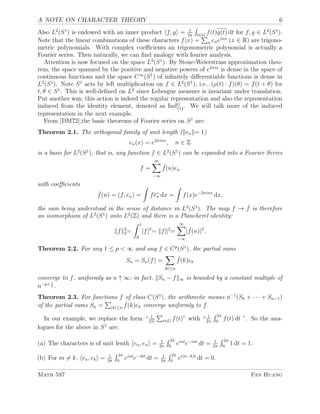 Note on Character Theory-summer 2013 | PDF