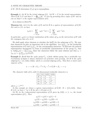 Note on Character Theory-summer 2013 | PDF