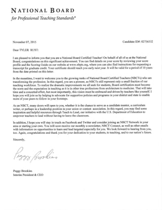 National Board Certification Letter | PDF