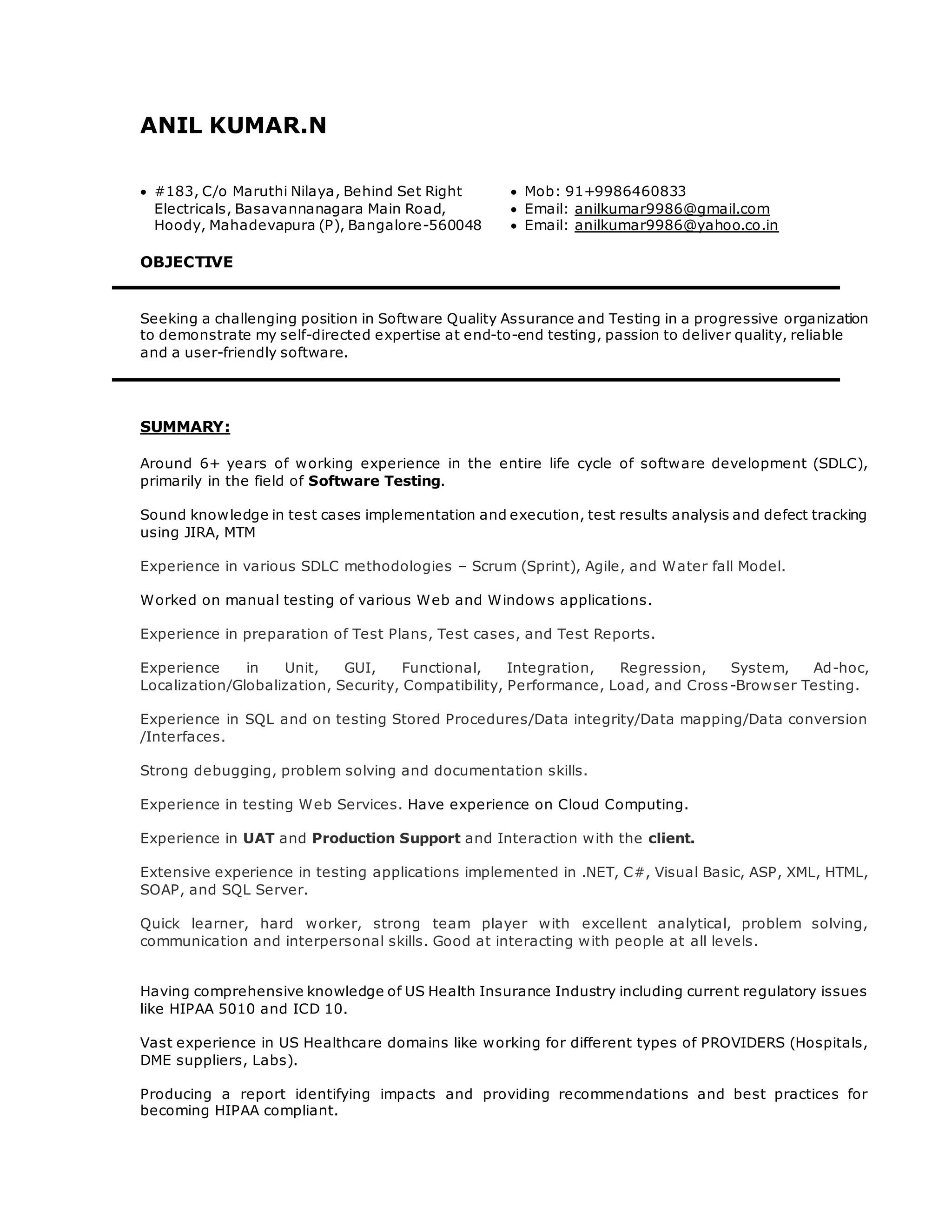 Anil- new Resume | DOCX