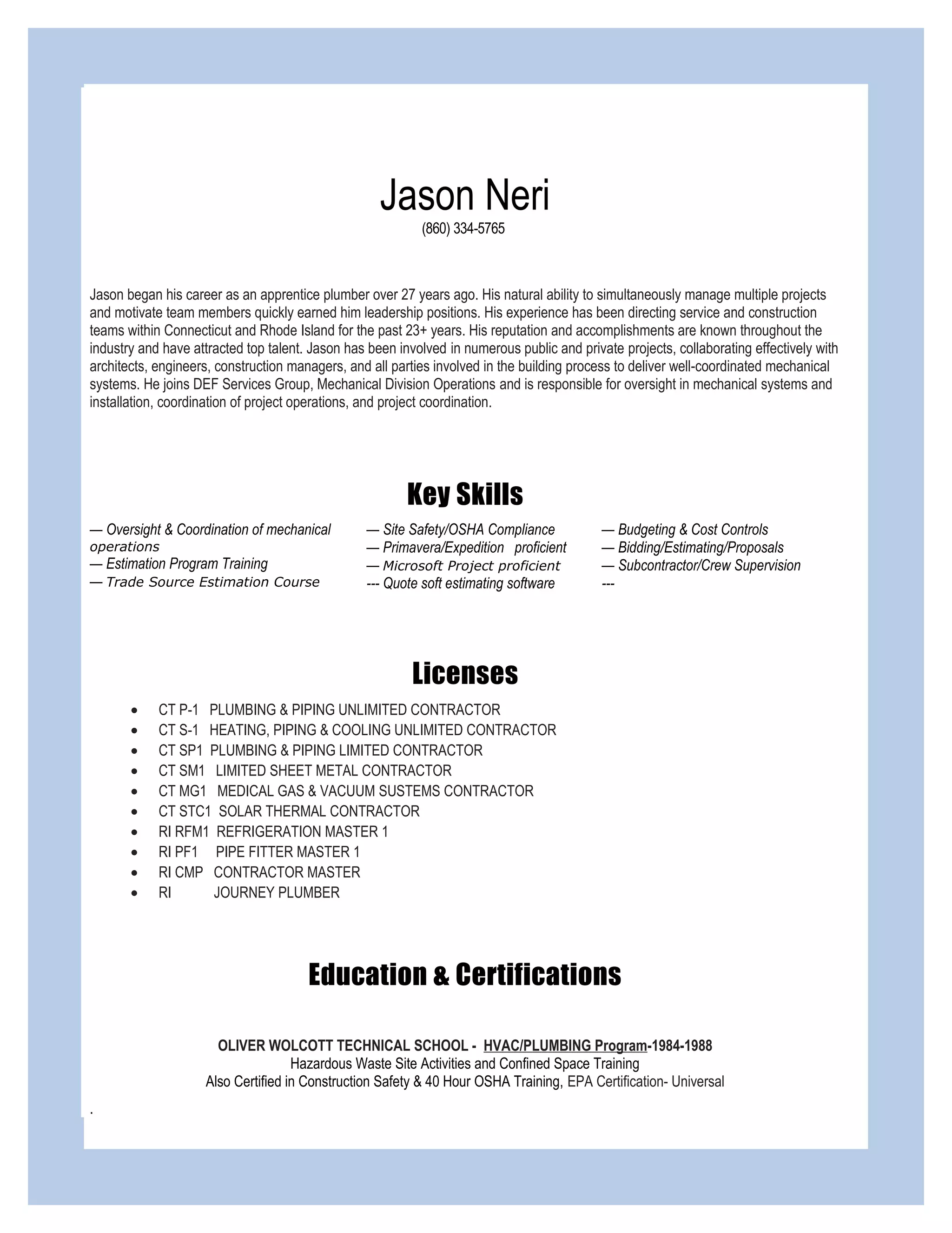 Jason's Resume 2015 | DOC