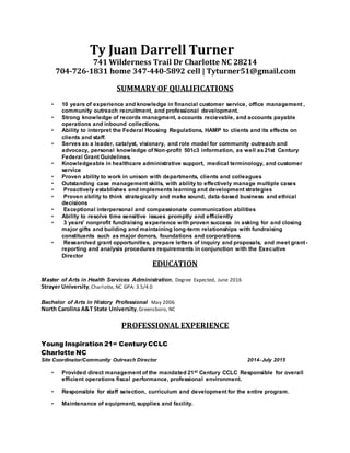 TyJuanTurner Resume 8.01.15 | Healthcare Industry | Industries