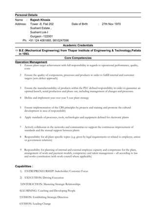 Rajesh Khosla Resume | DOC