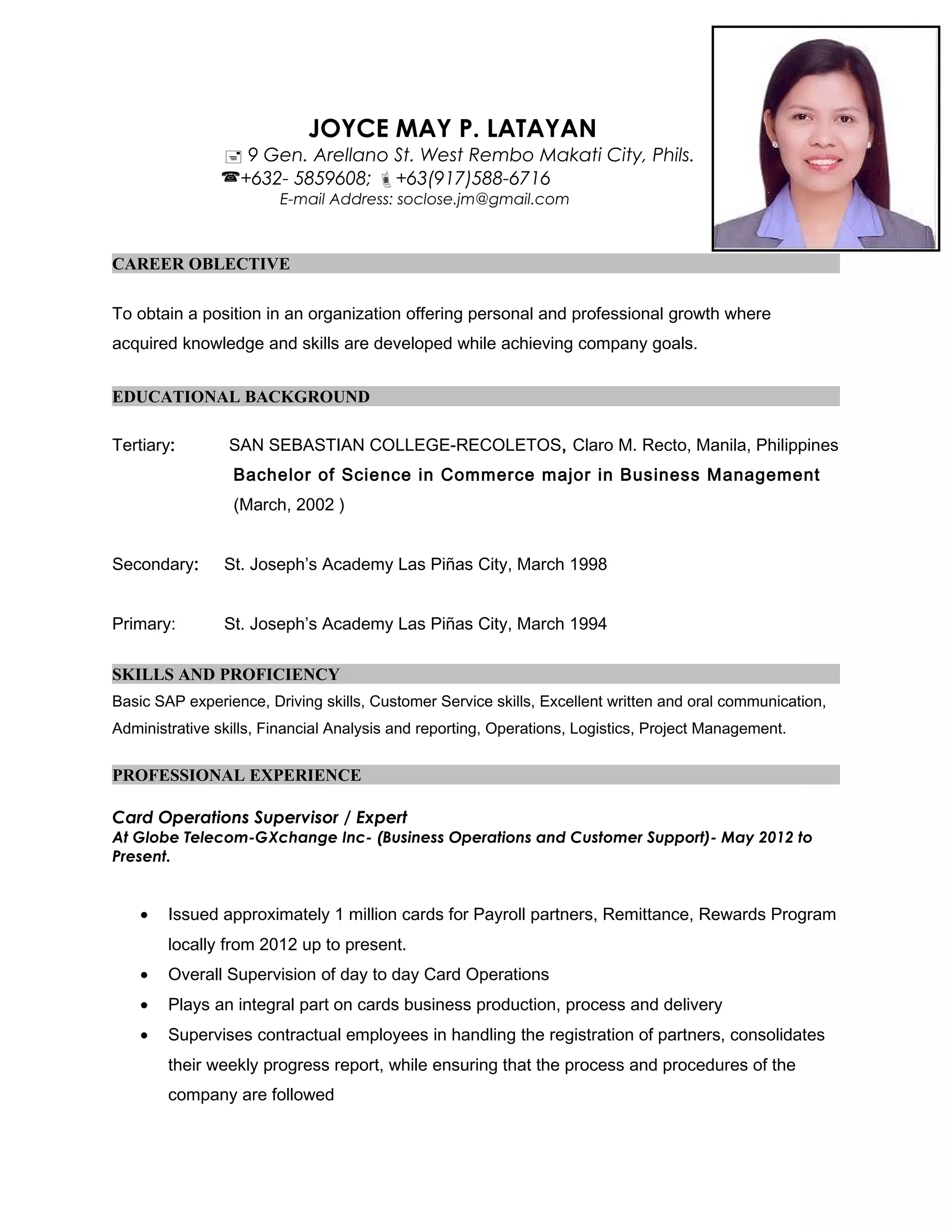 Joyce May Pangilinan Latayan_CV | DOC