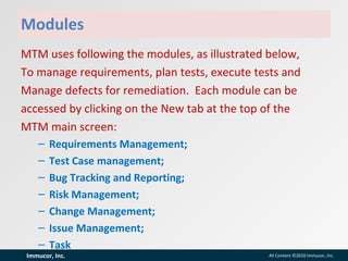 MTM Test Management System | PPT