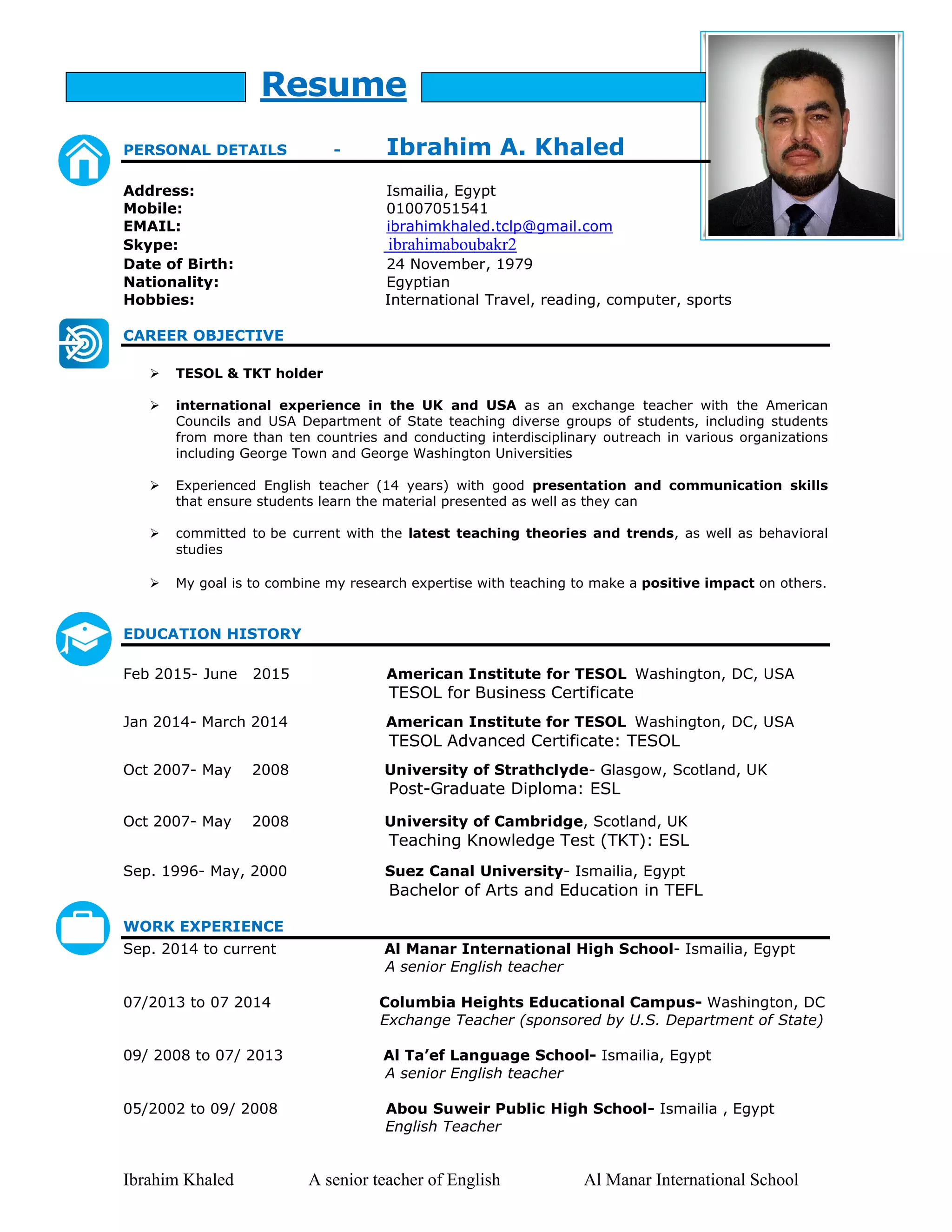 Ibrahim Khaled Resume | PDF | Professional School | Postgraduate Education