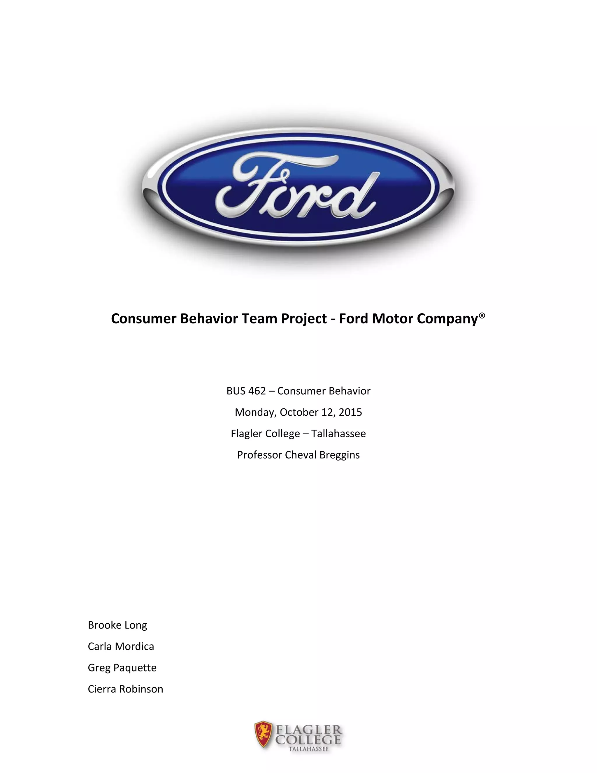 FORD MOTOR COMPANY_FINAL TEAM PAPER | PDF