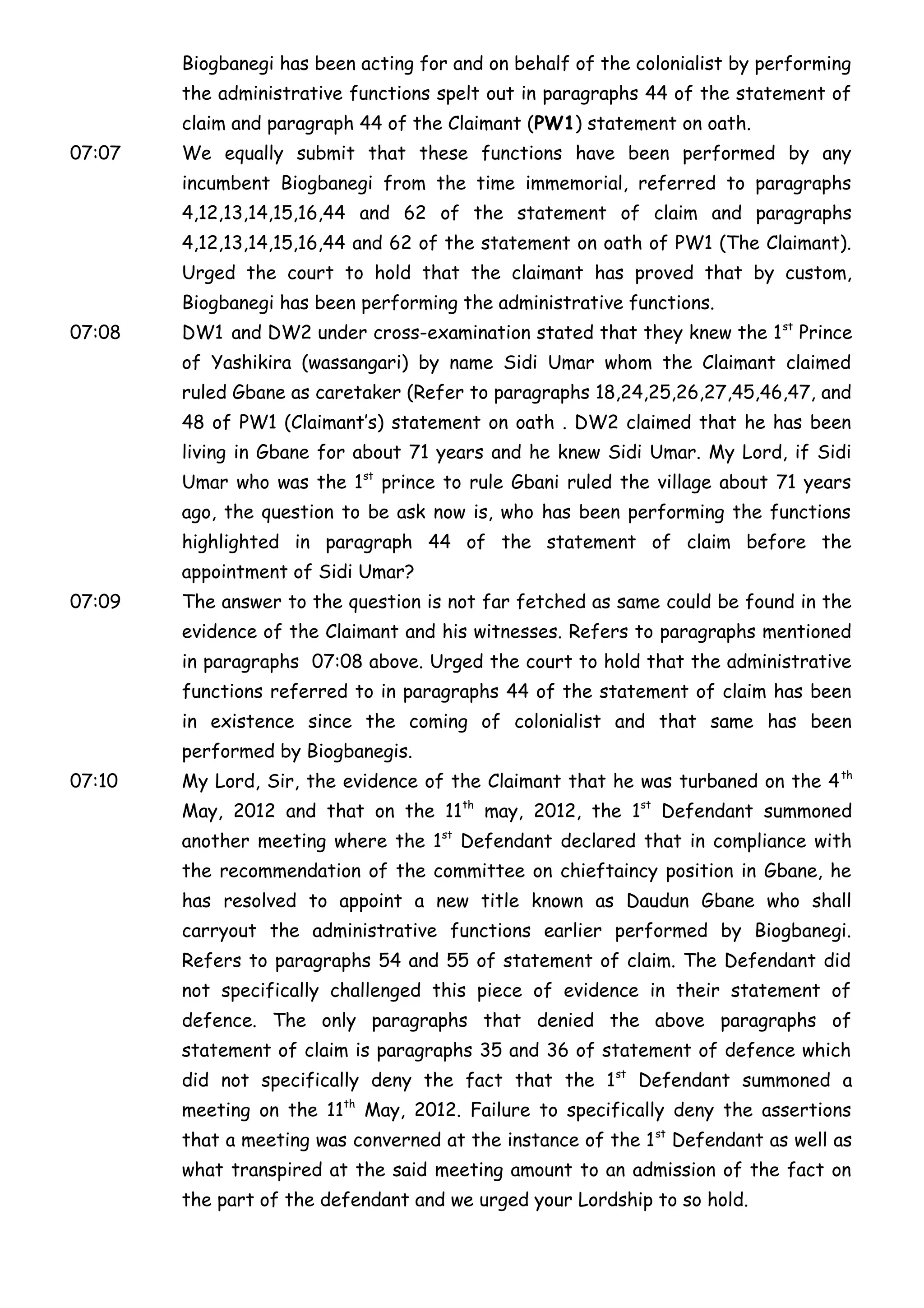 BIOGBANEGI Final Written Address | DOC