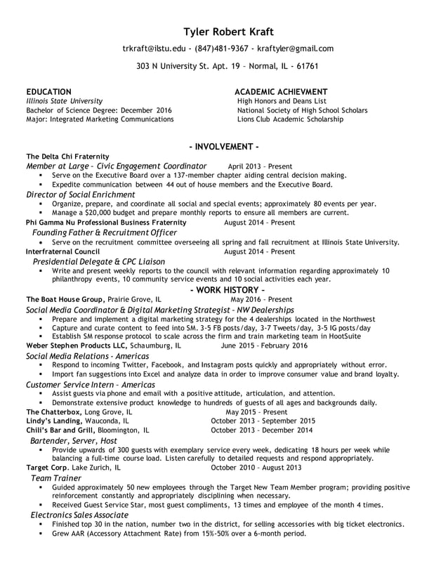 Resume - Tyler Kraft | PDF