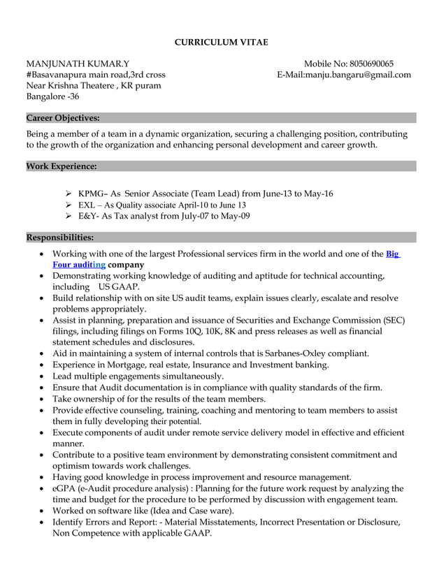 Resume | DOC | Business Accounting & Finance | Business