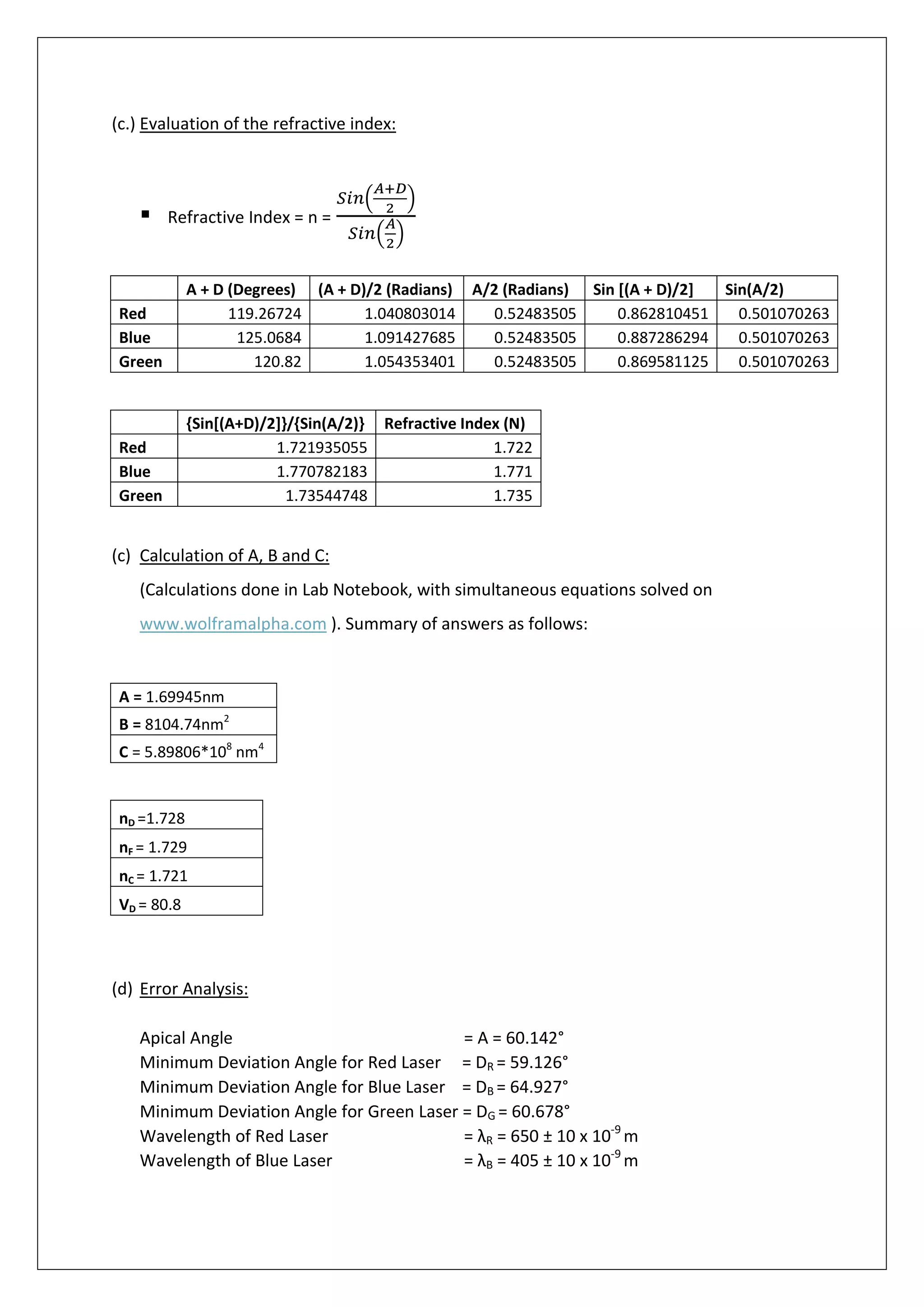 Refractive Index Lab | PDF