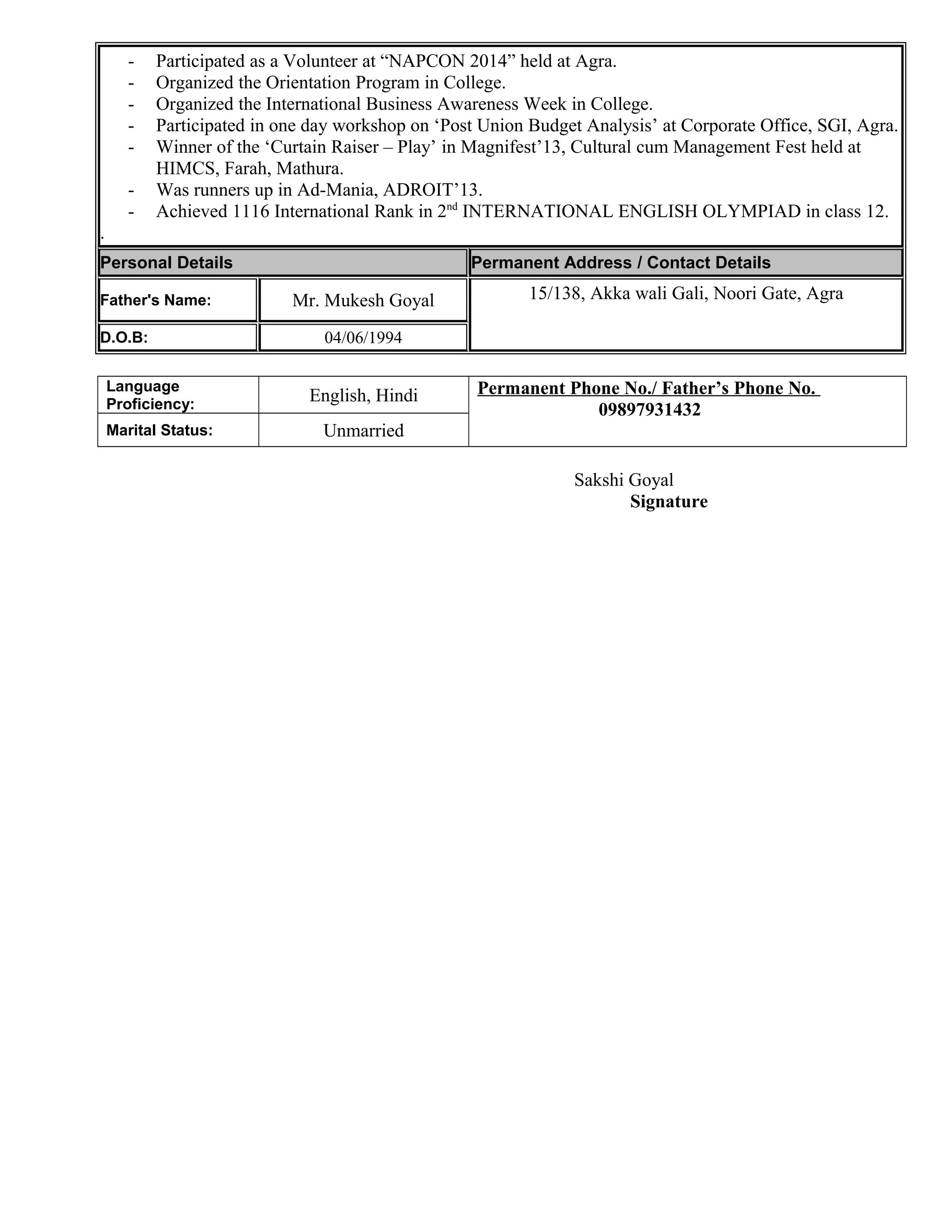 sakshi's resume | PDF