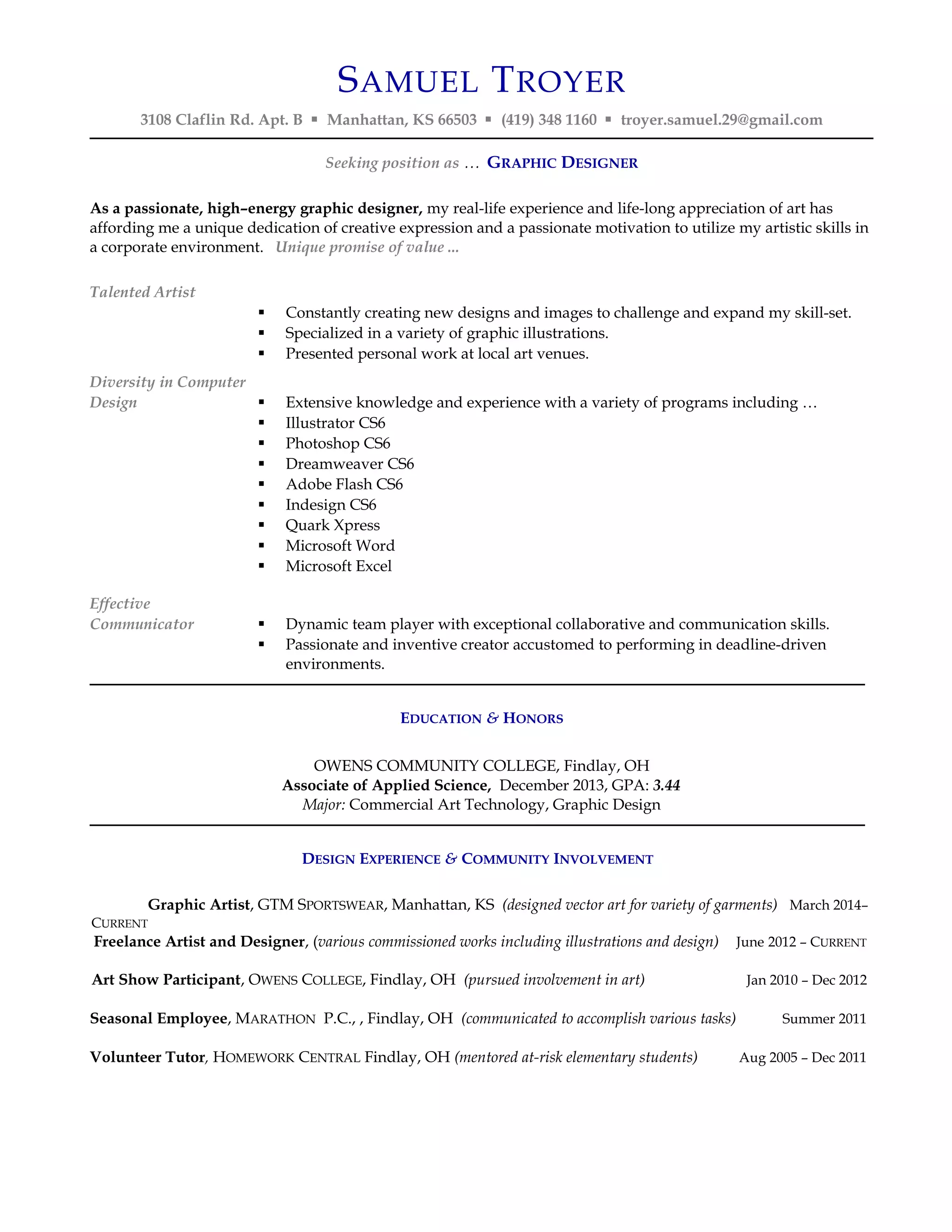 Samuel Troyer Resume1 | DOC