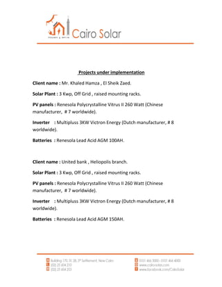 Cairo Solar projects | PDF