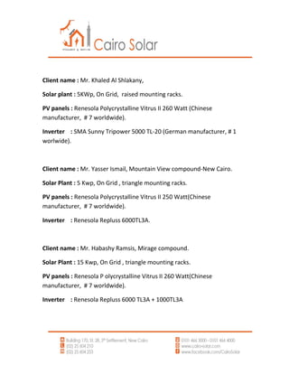Cairo Solar projects | PDF